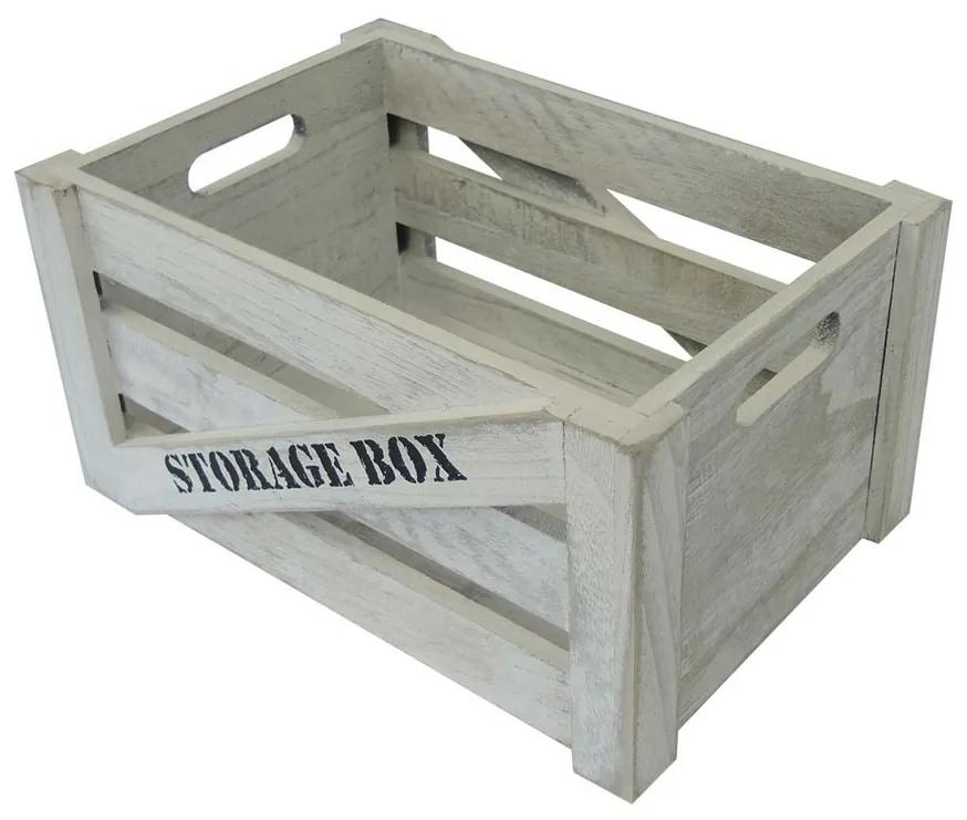 Dřevěná úložná krabice Storage box šedá, 26 x 14 x 16 cm