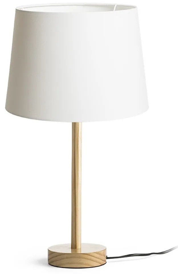 Rendl R14035 stolní lampa MAUI/AMBITUS 30 polycotton, bílá/dřevo, E27, 53cm
