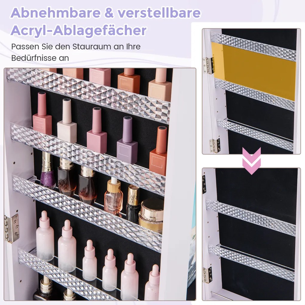 Costway Uzamykatelná šperkovnice s integrovaným make-up zrcadlem