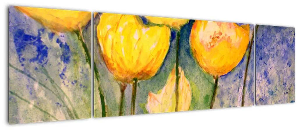 Obraz - Žluté tulipány (170x50 cm)