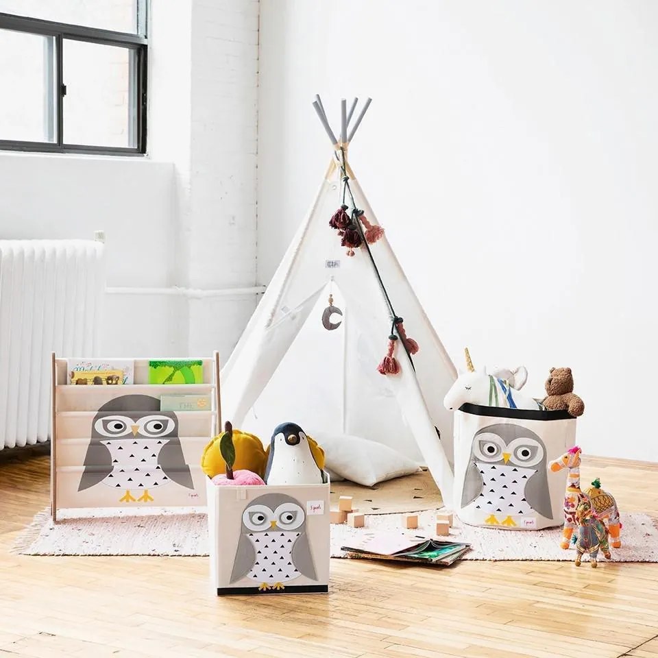 3 SPROUTS Stojan na knížky 3 Sprouts Owl Gray