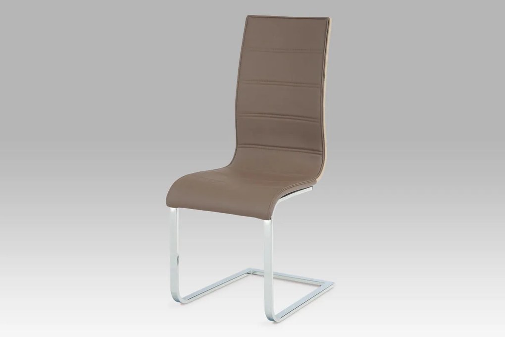 Artium Jídelní židle koženka coffee / sonoma / chrom - WE-5022 COF