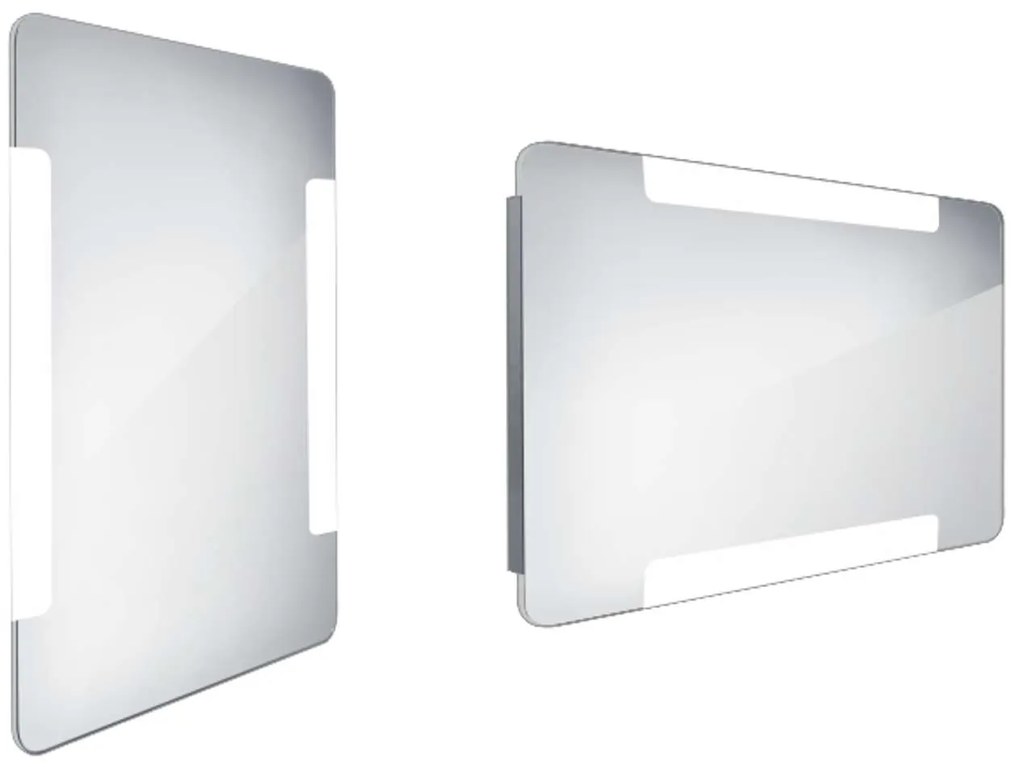 Nimco - Koupelnové podsvícené LED zrcadlo 50x80 cm, zaoblené, aluminium ZP 18001