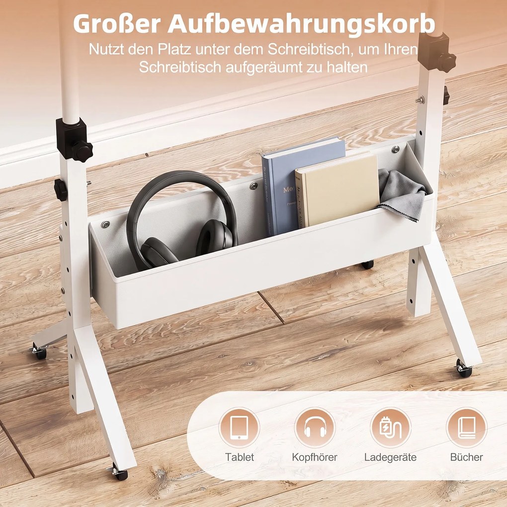 Costway Stůl k stání, výškově nastavitelný 70-117 cm, na kolečkách