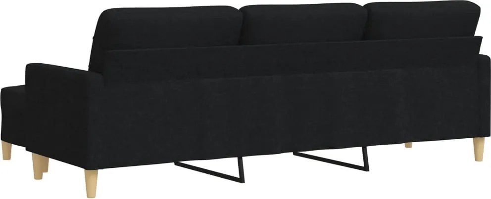 3místná pohovka s podnožkou černá 210 cm textil 3278253
