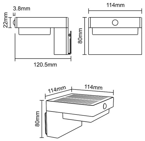 Zuma Line WT33811-LED Solární nástěnné svítidlo GRID LED/4,5W/2000mAh IP44 černá