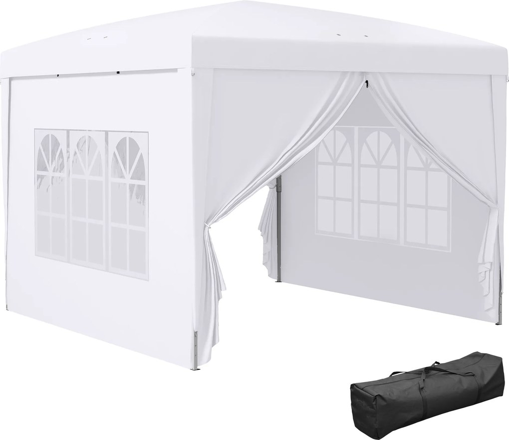 Pavilon Outsunny cca 3x3m, vodoodpudivý stabilní zimní skládací pavilon, UV ochrana 50+, skládací párty stan s 4 bočními panely a taškou, zahradní pav
