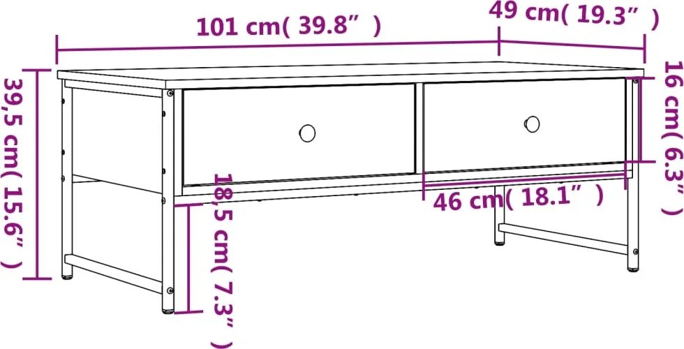 vidaXL Konferenční stolek 101 x 49 x 39,5 cm kompozitní dřevo [837739] Barva: šedá sonoma