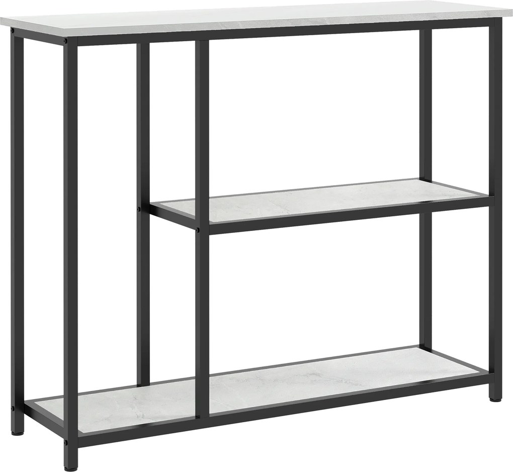 HOMCOM Konzolový stolek Předsíňový stolek se 2 úrovněmi Odkládací stolek s ochranou proti překlopení Ocel bílá 100 x 30 x 80 cm do obývacího pokoje a…