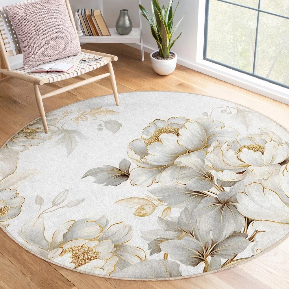 Pratelný kulatý koberec ve světle šedé a béžové barvě ø 80 cm Soft and Gentle – Mila Home
