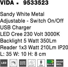 Nástěnné LED svítidlo NOVA LUCE VIDA 8W 3000K 9533523