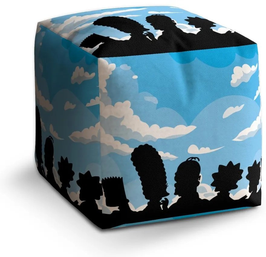 Taburet Cube Cartoon 2, modrá / černá