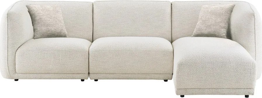 Krémová žinylková rohová pohovka (pravý roh/s lenoškou) Noor – House Nordic