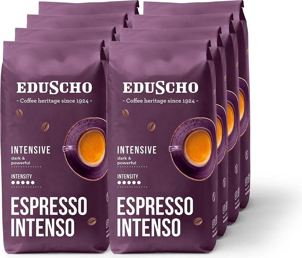 Eduscho Espresso Intenso - 8 x 1 kg zrnkové kávy - Intenzita: 5/5