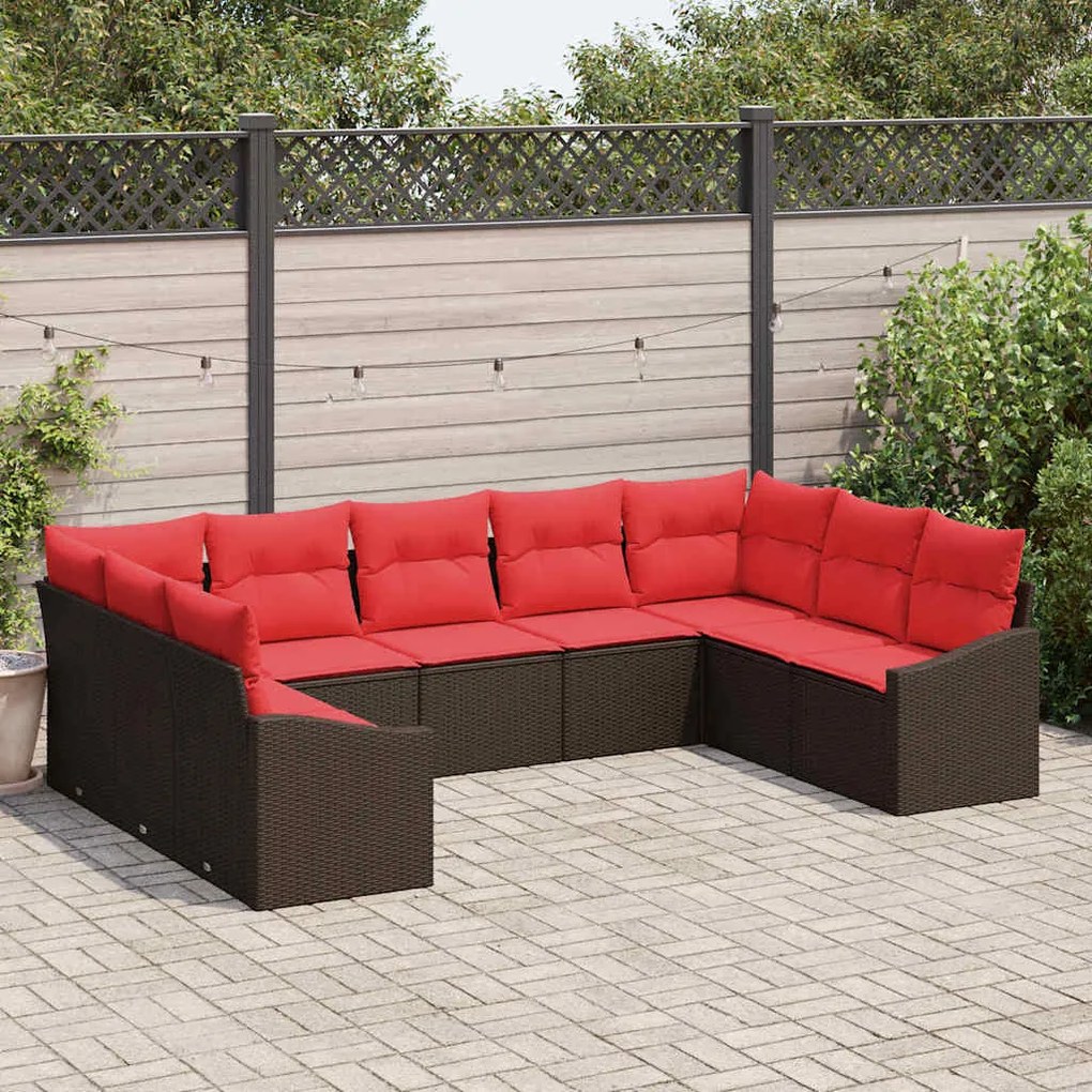 Set pohovek 9 ks Hnědá polyratan 3346884