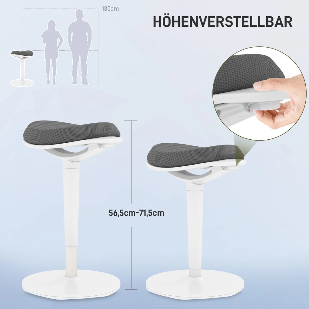 HOMCOM Kyvadlová ergonomická kancelářská stolička výškově nastavitelná otočná židle do kanceláře Síťovaná šedá pro pohodlnou práci