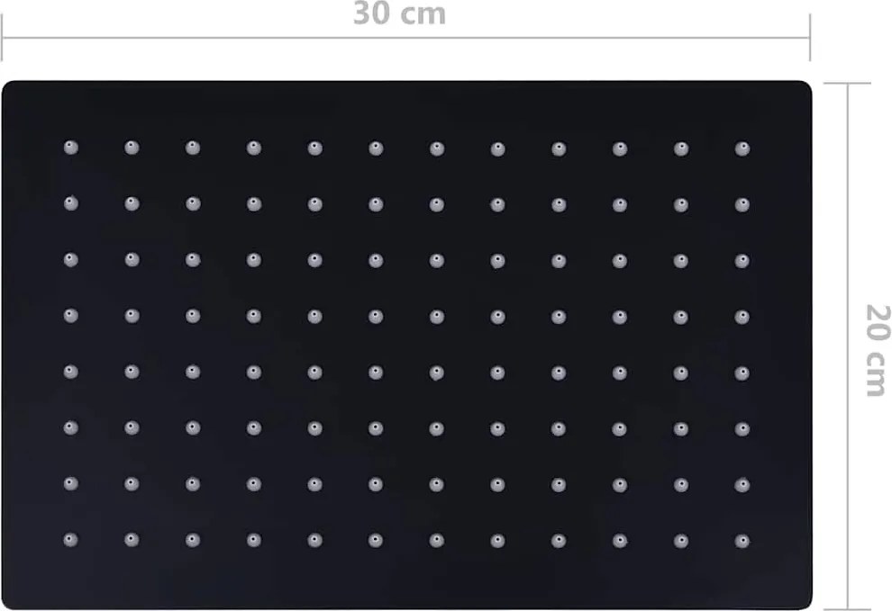 Sprchová hlavice nerezová ocel 30 x 20 cm obdélníková černá 147700