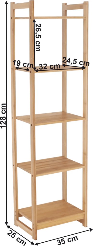 5-poličkový regál, přírodní bambus, IMPEROR TYP 3