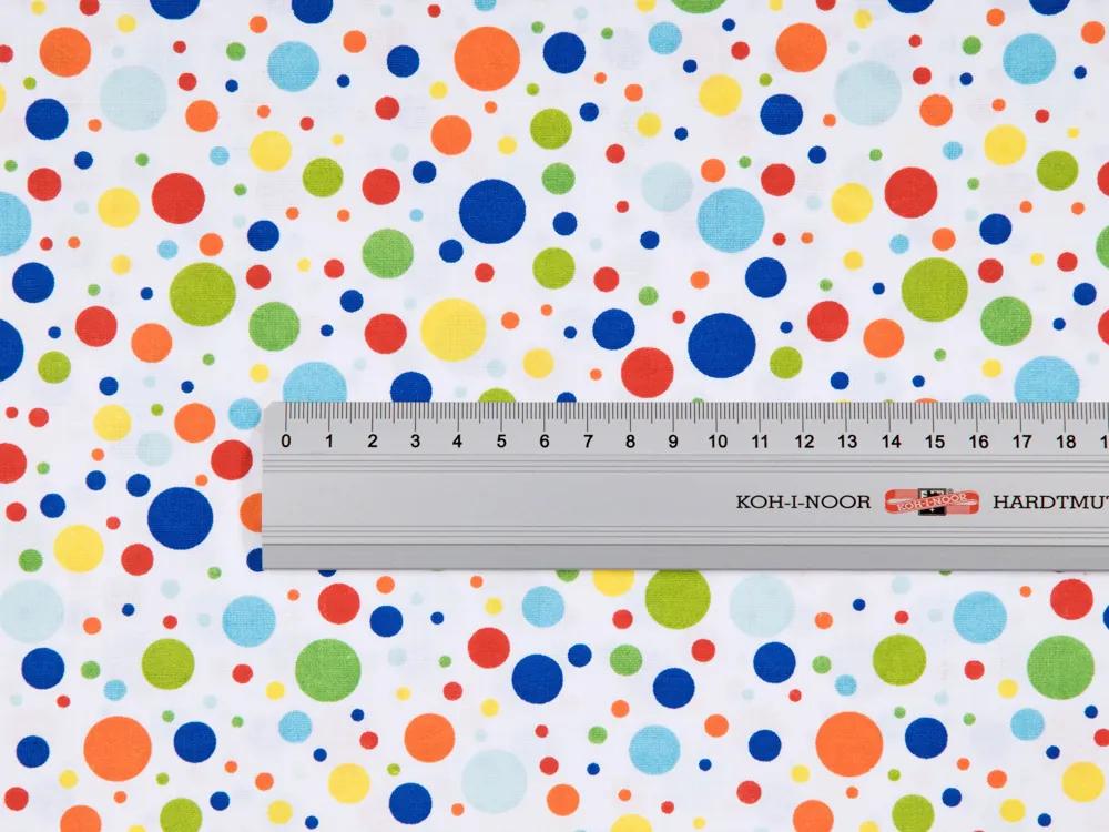 Biante Dětský bavlněný čtvercový ubrus Sandra SA-006 Barevné puntíky na bílém 100x100 cm