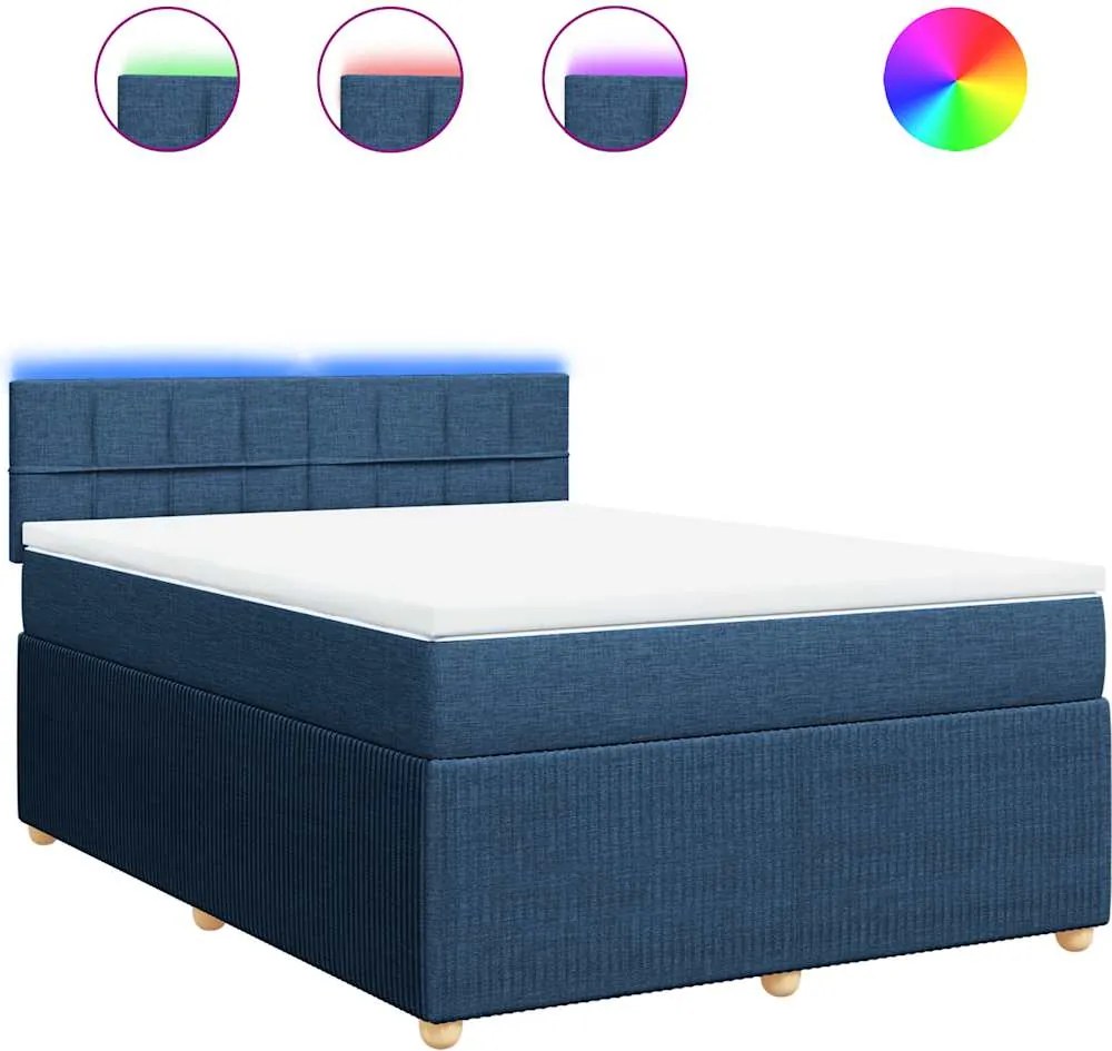 Box spring postel s matrací modrá 140x200 cm textil 3289785