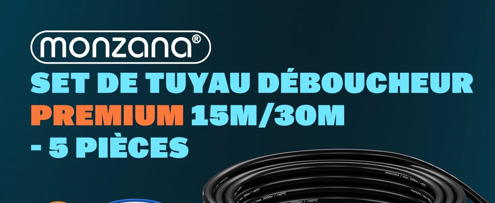 Sada na čištění potrubí Premium 5dílný černý 15m