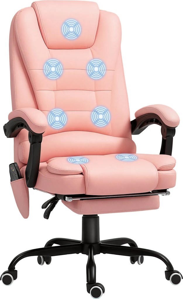 Vinsetto kancelářská židle s masážní funkcí, ergonomická exekutivní židle s nastavitelným sklonem, výškově nastavitelná otočná pracovní židle s dálkov