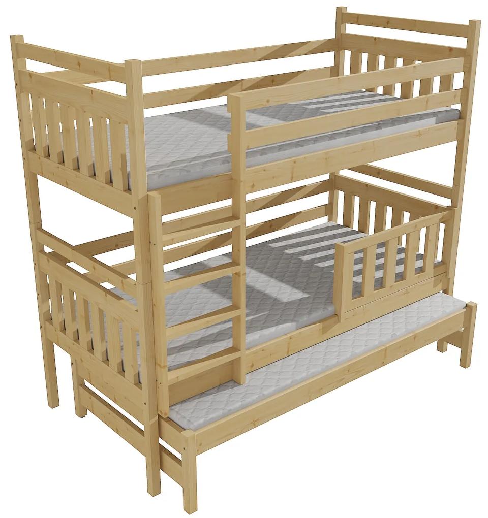 Vomaks Patrová postel s výsuvnou přistýlkou PPV 004 se zábranou Rozměr: 80 x 200 cm, Barva: barva bílá, Prostor mezi lůžky: 80 cm