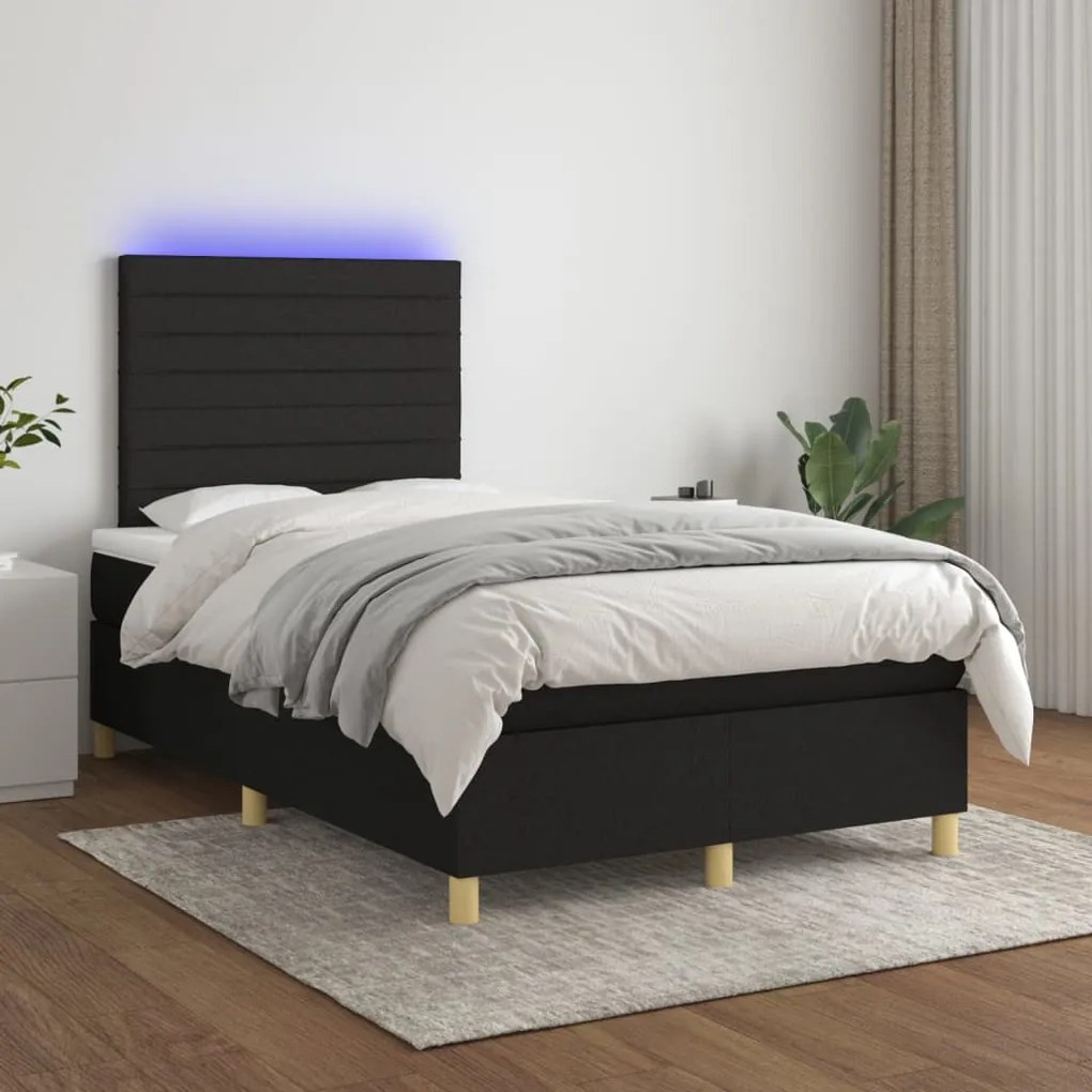 Box spring postel s matrací a LED černá 120 x 200 cm textil 3135503