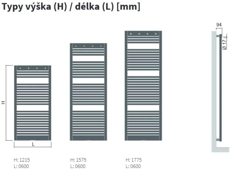 Isan Life 1775 x 600 mm koupelnový radiátor bílý