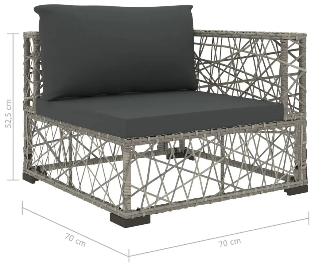 vidaXL Marketos 6dílná zahradní sedací souprava s poduškami polyratan šedá