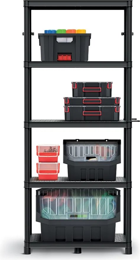 Plastový dílenský regál Stacker 74x172,5 cm černý