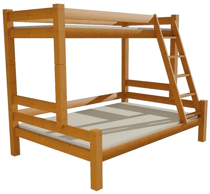 Vomaks Patrová postel s rozšířeným spodním lůžkem 8X8 6A 100/120 x 200 cm moření olše