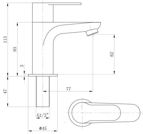 Sapho - Umyvadlová baterie SMALL 11,3 cm lesklý chrom