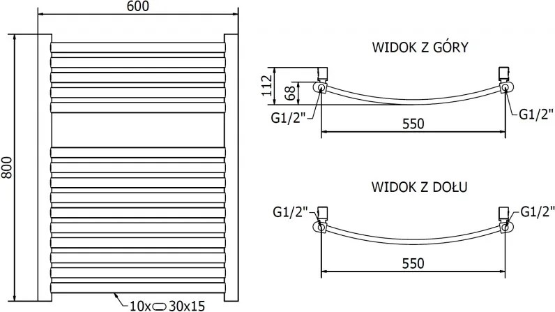 Mexen Helios, topné těleso 800x600 mm, 355 W, zlatá lesklá, W103-0800-600-00-50