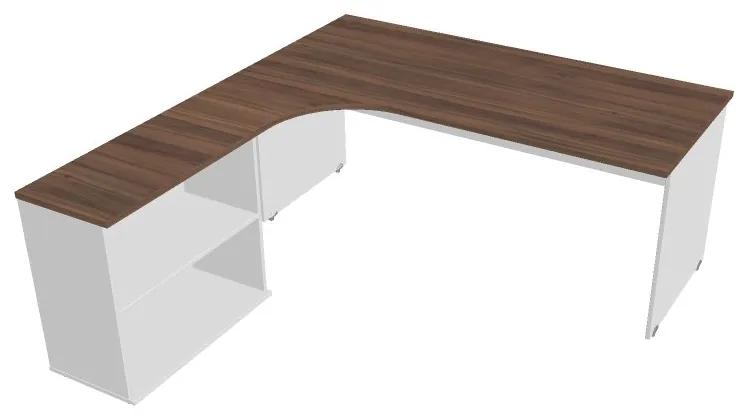 Sestava stolu a skříně pravá 180 cm - Hobis Gate GE 1800 H P Dekor stolové desky: ořech, Dekor lamino podnože: bílá