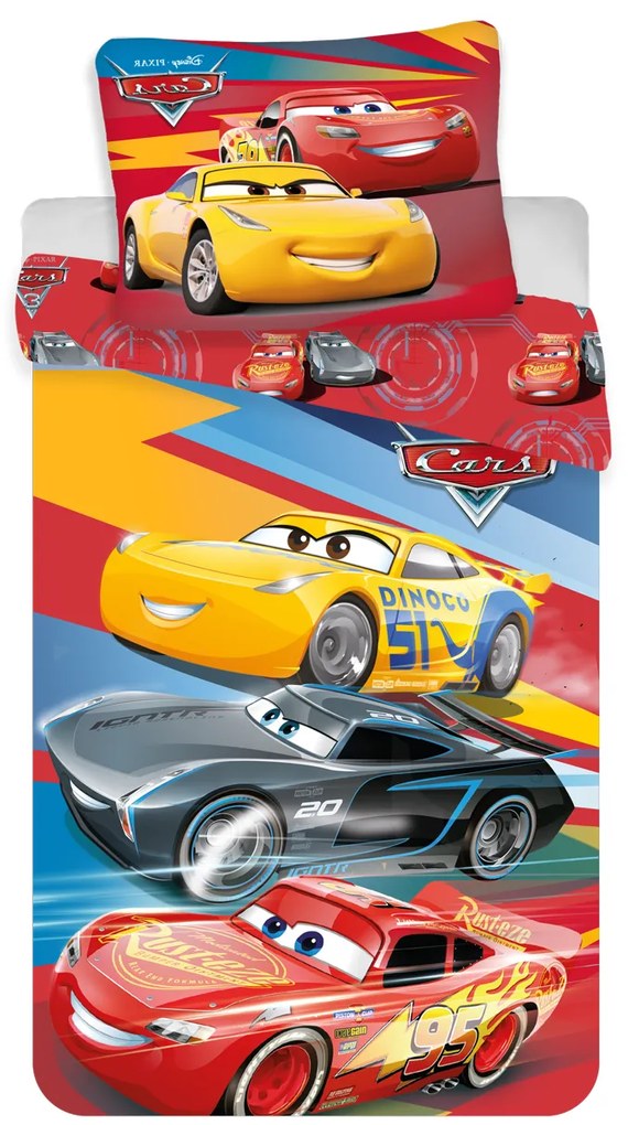 Licencované povlečení CARS RED 70 x 90 + 140 x 200 cm, český výrobce Tibex