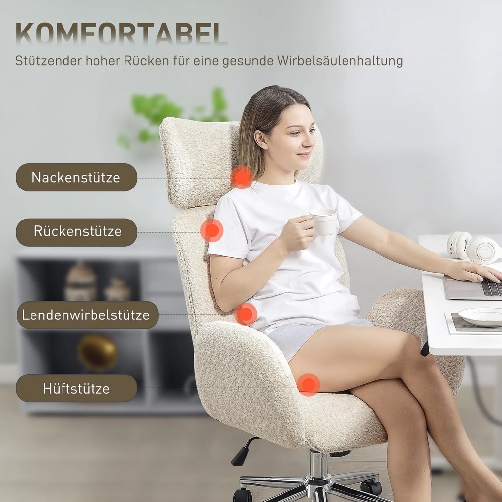 Ergonomická kancelářská židle HOMCOM, otočná židle k psacímu stolu s nastavitelnou výškou, nastavitelnou opěrkou hlavy, područkami a funkcí náklonu —…