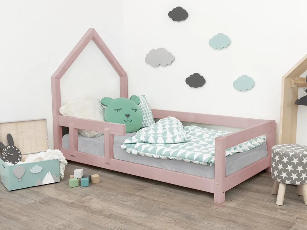 Benlemi Dětská postel domeček POPPI s bočnicí vlevo Barva: Světle šedá, Rozměr: 90 x 200 cm
