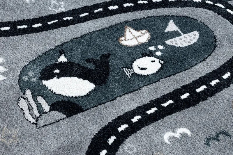 Dywany Łuszczów Dětský kusový koberec Fun Route Street animals grey - 160x220 cm
