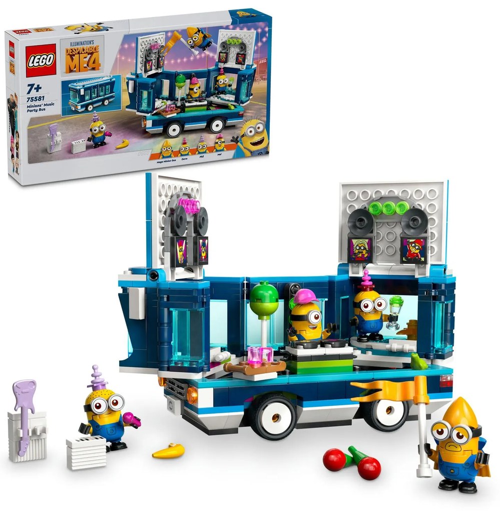Lego stavebnice lego já, padouch 4 75581 mimoni a hudební párty autobus