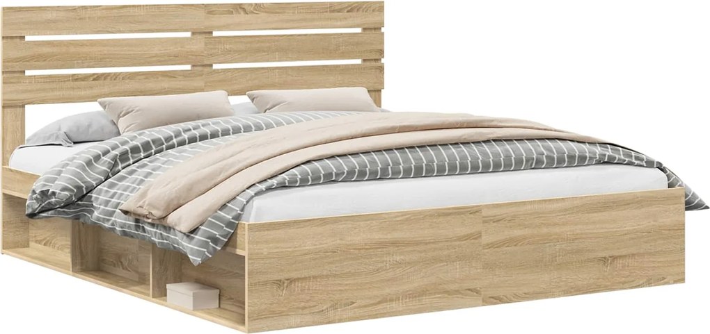 Rám postele s čelo Sonoma 200 x 200 cm Masivní borové dřevo 3411377