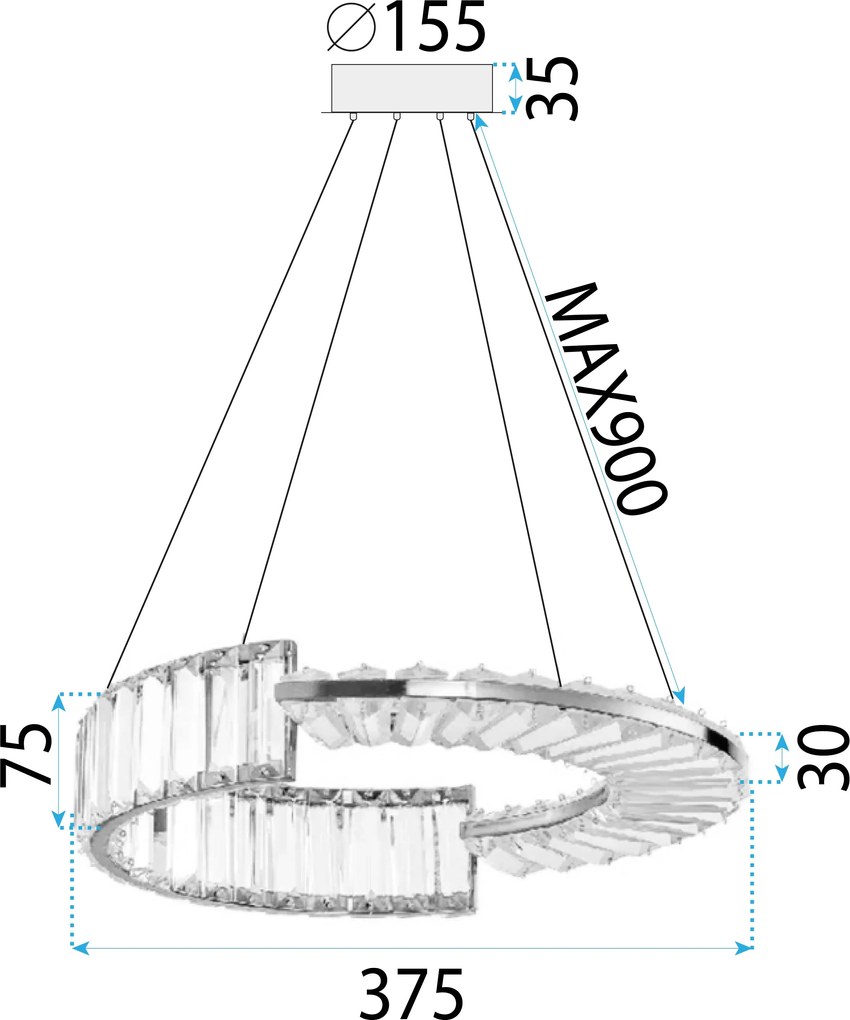 Toolight Toolight, LED stropní svítidlo APP1527-CP40, chromová, OSW-06976