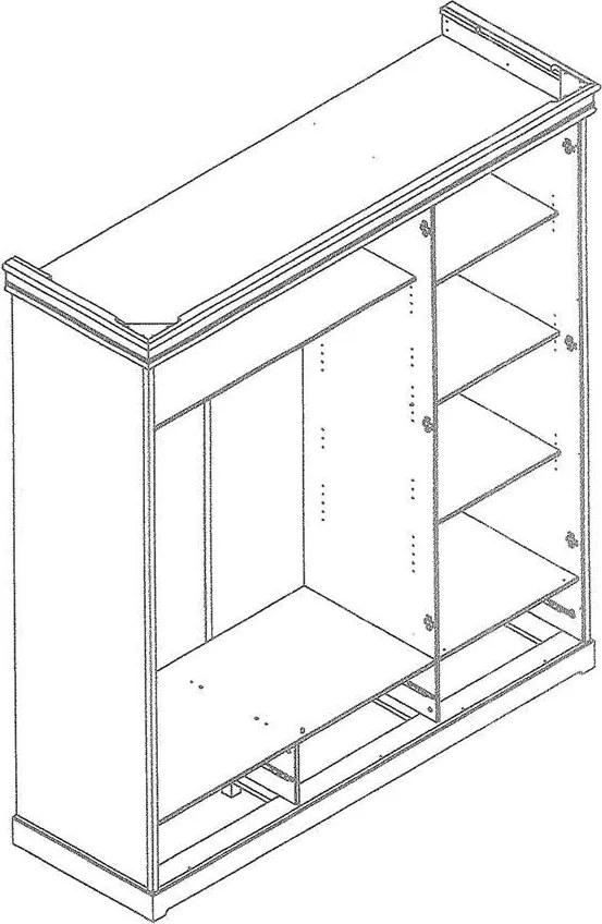 Bílý nábytek Šatní skříň 3D Toskania se zrcadlem a zásuvkami, masiv, borovice (odstín Medový)