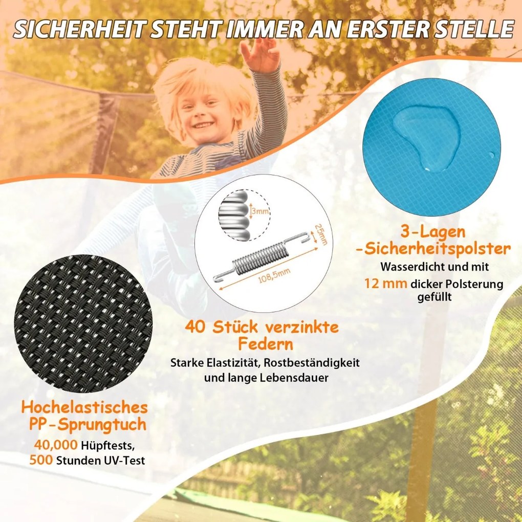 Costway Obdélníková trampolína 3-in-1 pro děti trampolína pro volný čas se sítí