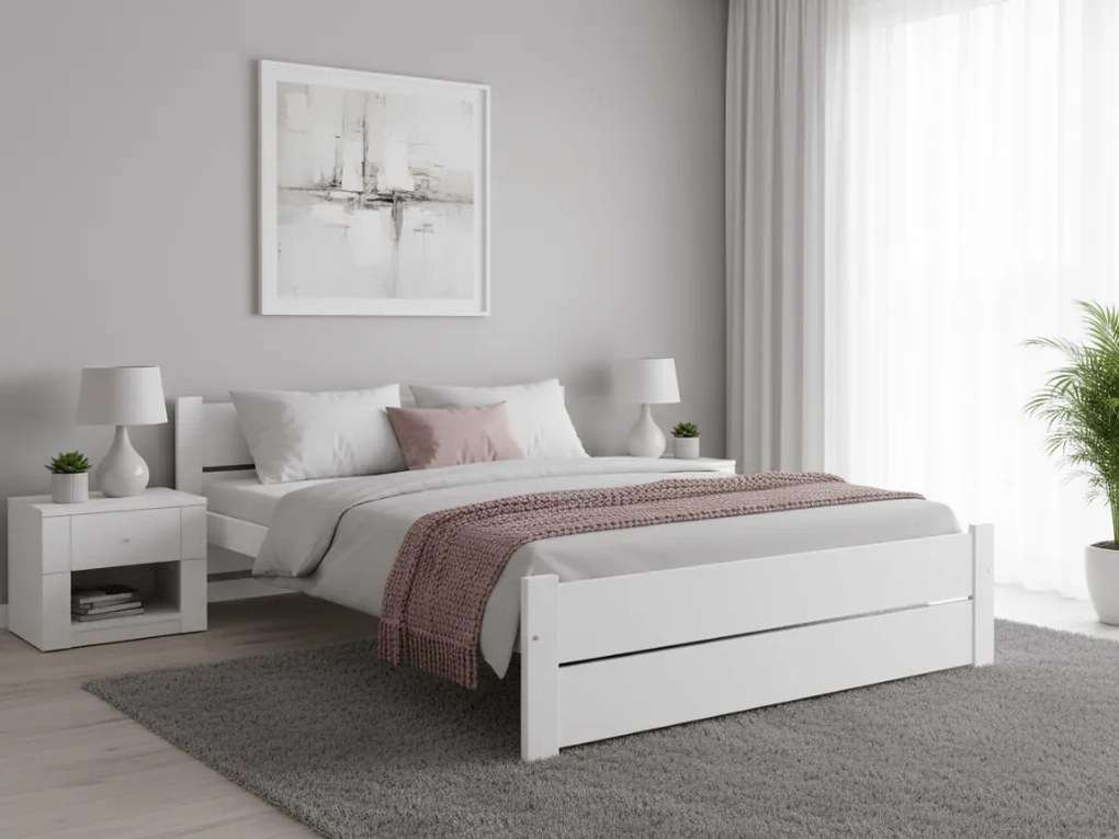 Postel IKAROS DOUBLE 160 x 200 cm, bílá Matrace: Matrace Sommera 18 cm, Rošt: Bez roštu