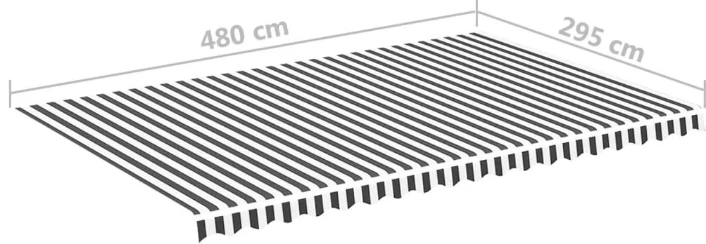 vidaXL Marketos Náhradní plachta na markýzu antracitovo-bílá 5 x 3 m