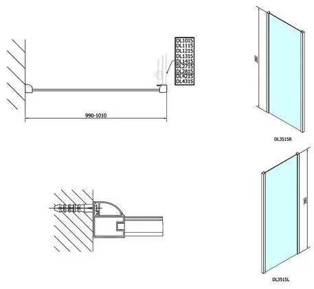 Polysan Lucis Line Sprchová boční stěna 100 cm, chrom/čiré sklo, DL3515