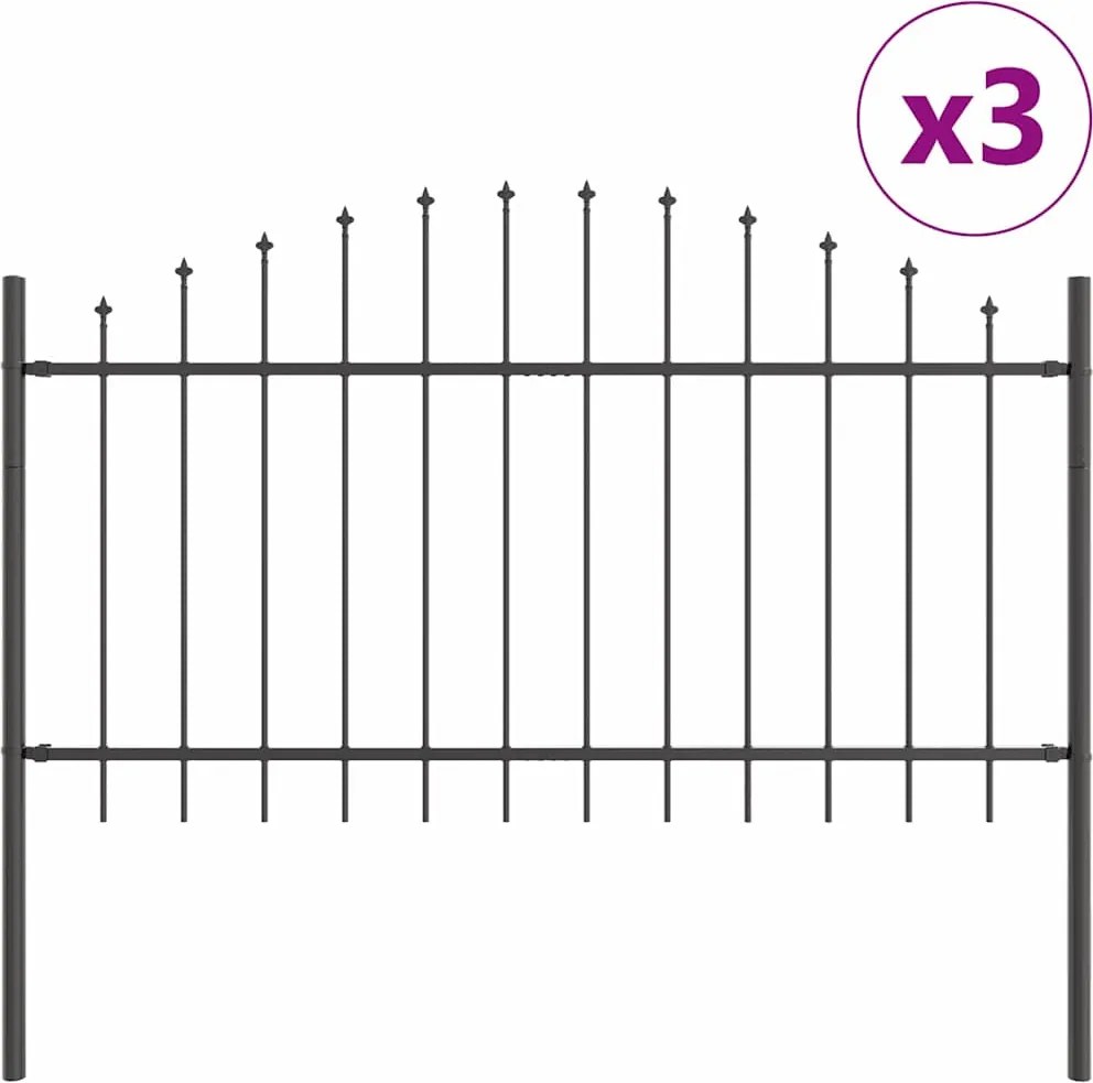 Zahradní plot WOERDEN 3 ks 170 x 140 cm Práškově lakovaná ocel 3360101