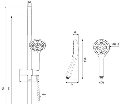 OMNIRES YOSEMITE-SBL - Sprchová sada YOSEMITE polomatná černá