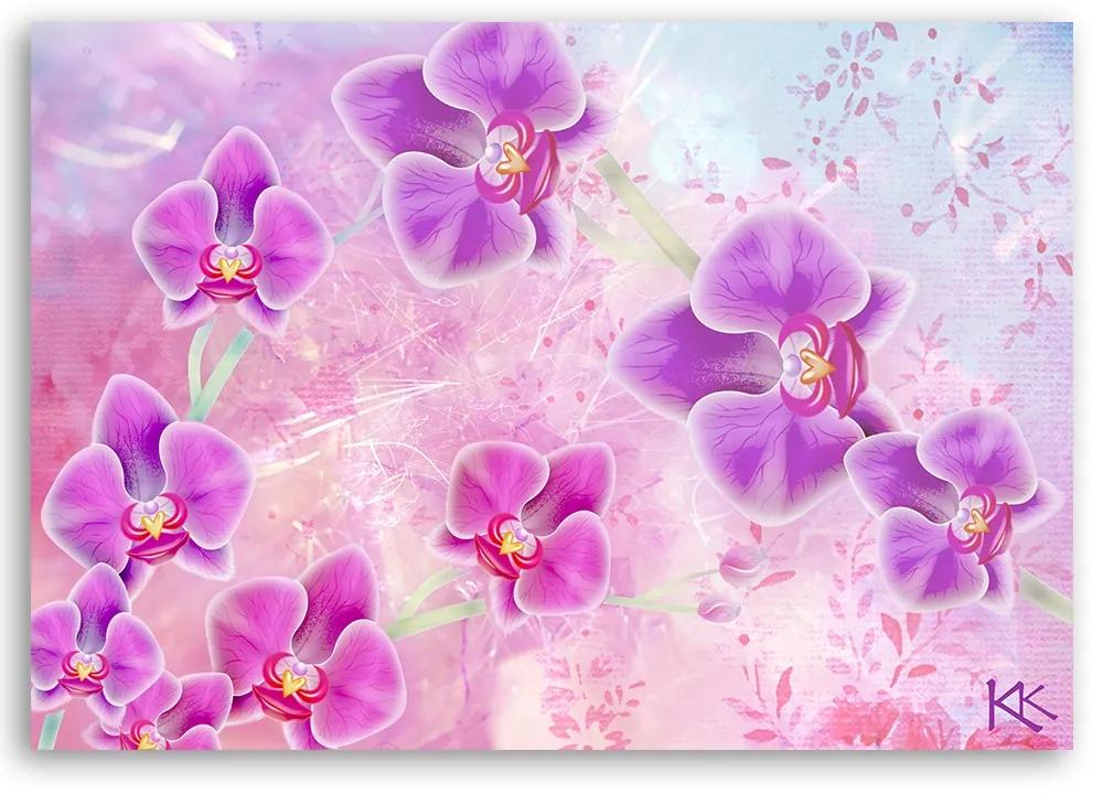 Obraz na plátně, Abstrakce orchidejí - 100x70 cm